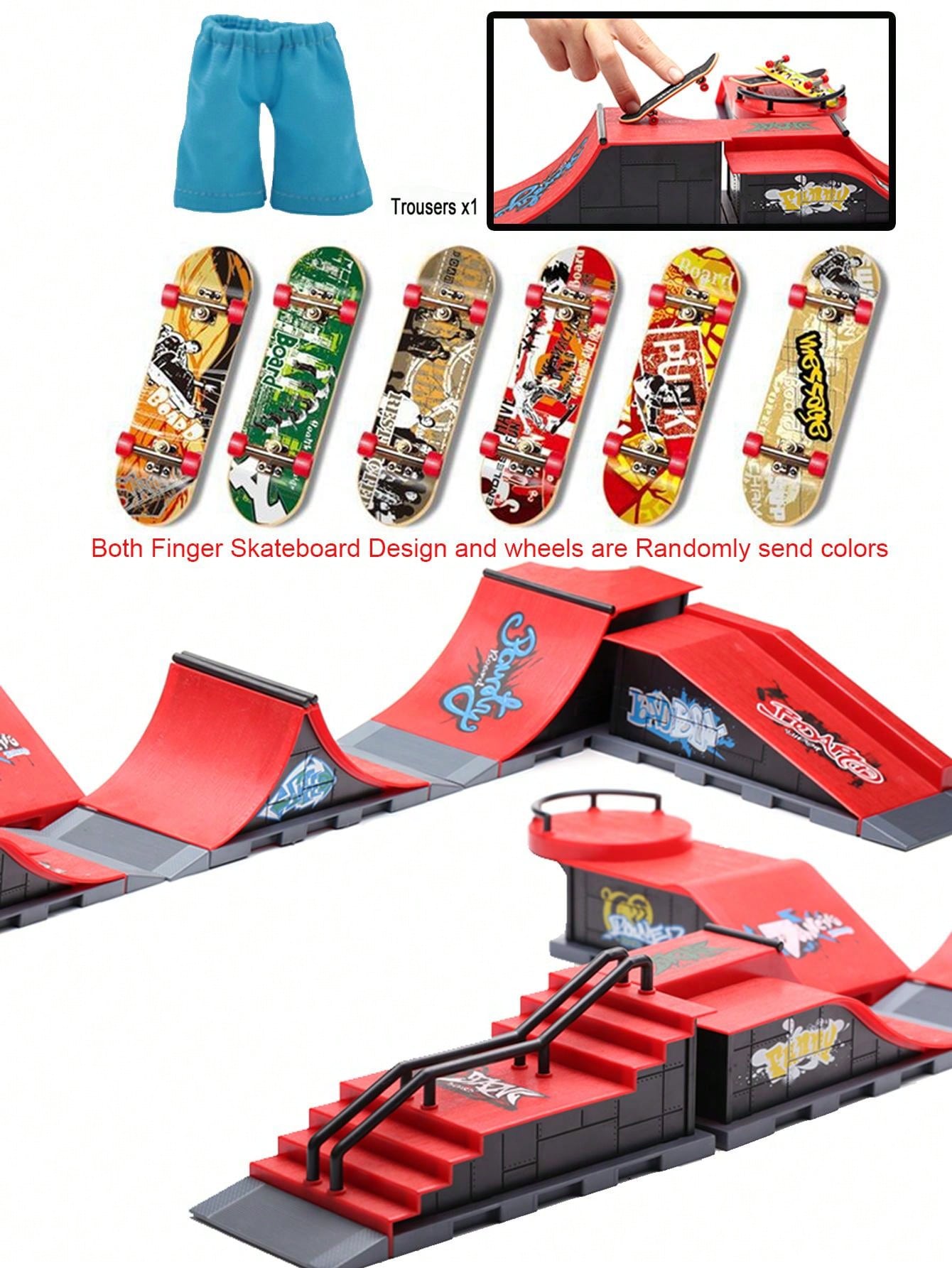 Popular Finger Skatepark Kits 6-in-1 Finger Skateboards DIY Skate Park ...