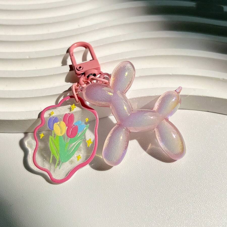 Cartoon Dog Shaped Keychain In Pink | SHEIN USA