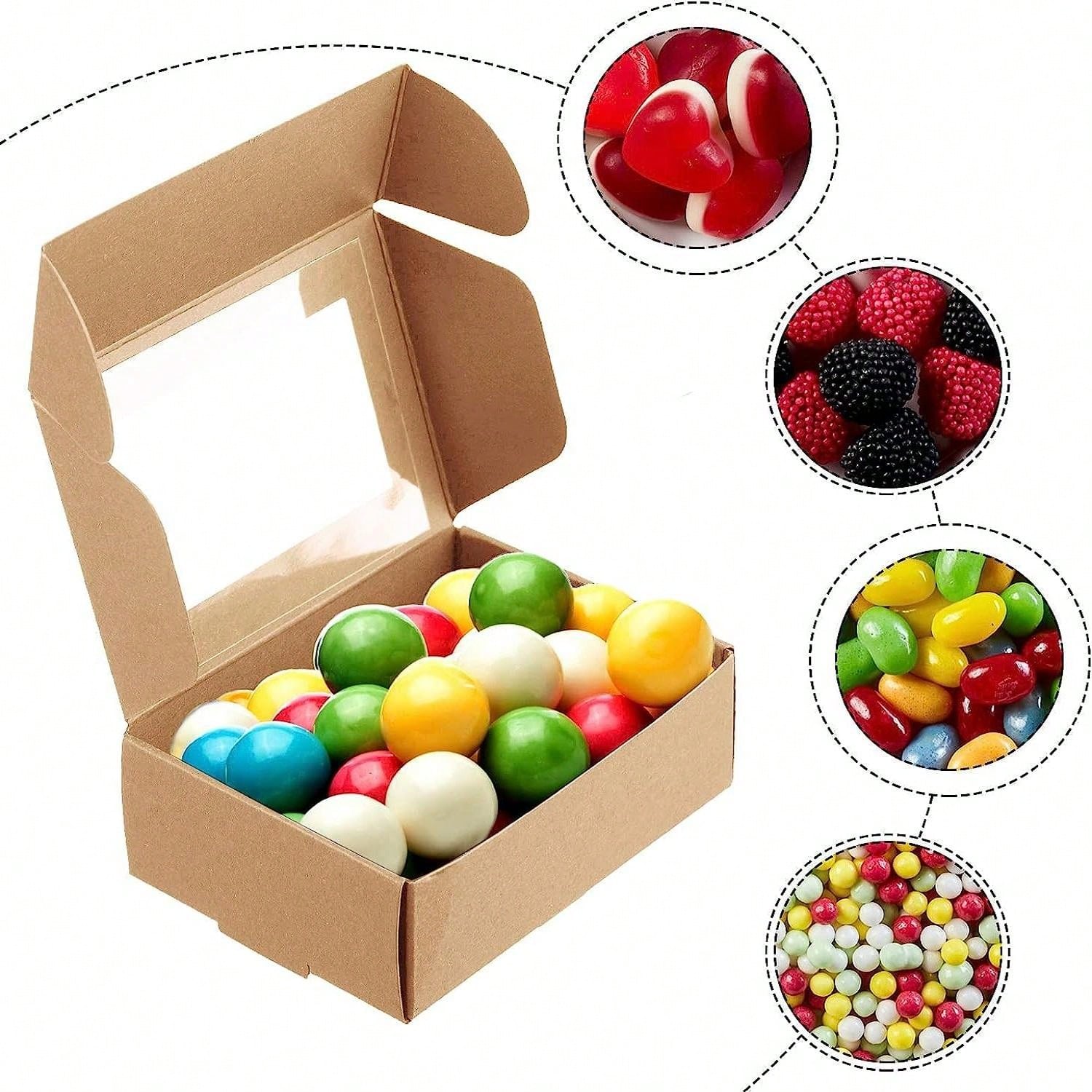 20 Packs 2.5x2.5x1.2 Square Brown Kraft Paper Boxes with Clear Window ...