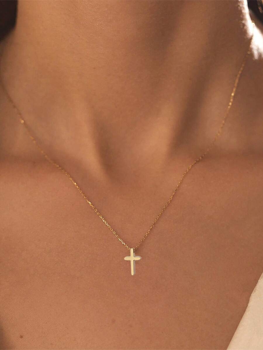 Stainless Steel Simple Style Small Cross Pendant Necklace Suitable For ...
