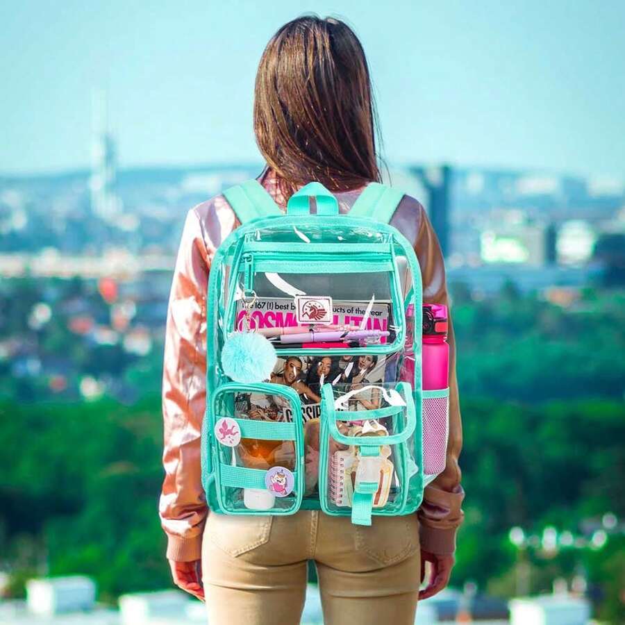 Clear Backpack, Transparent Bookbag Heavy Duty See Through Backpacks ...