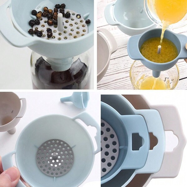 1 Set 4pcs Large Diameter Plastic Funnel With Filter For Filtering ...
