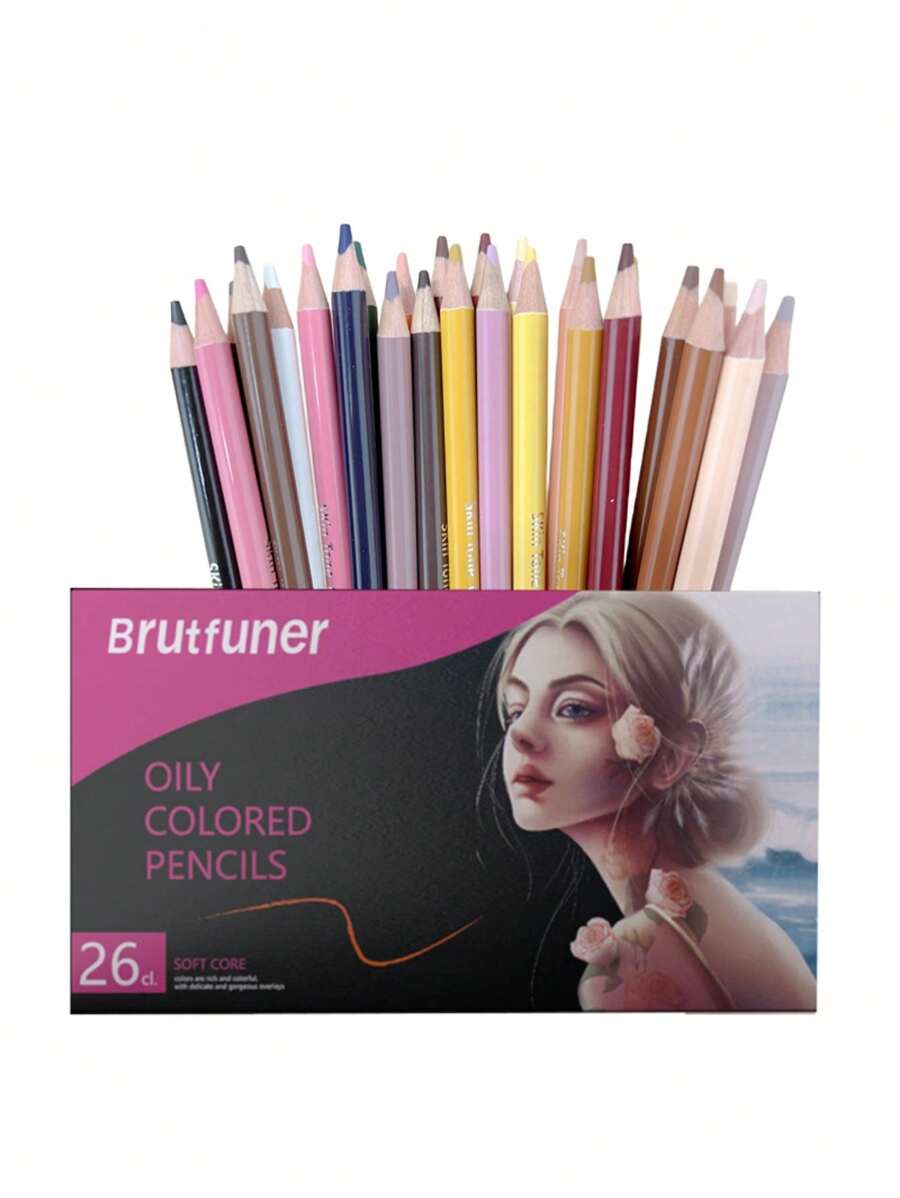 Brutfuner 26 Colors Wood Skin Tone Colored Pencils Set Soft Core Oil ...
