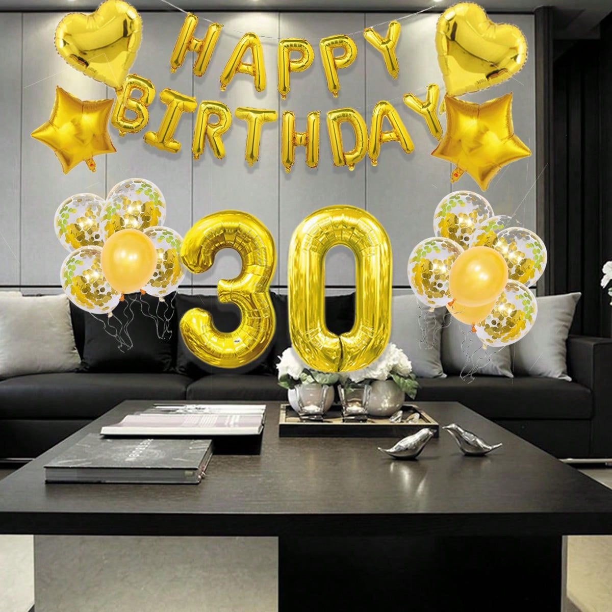 41pc/set 16-inch Gold 30th Birthday Lettering Foil Balloons Decorations ...