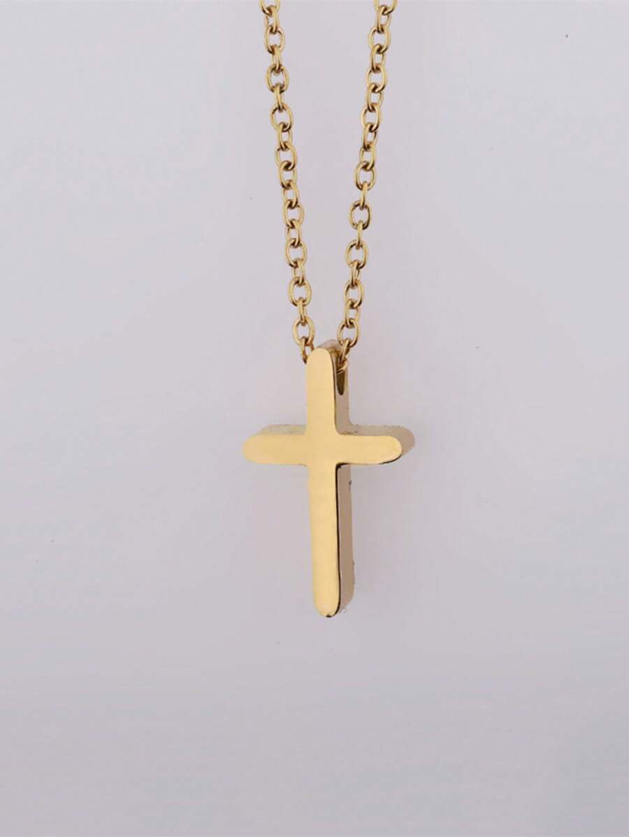 Stainless Steel Simple Style Small Cross Pendant Necklace Suitable For ...