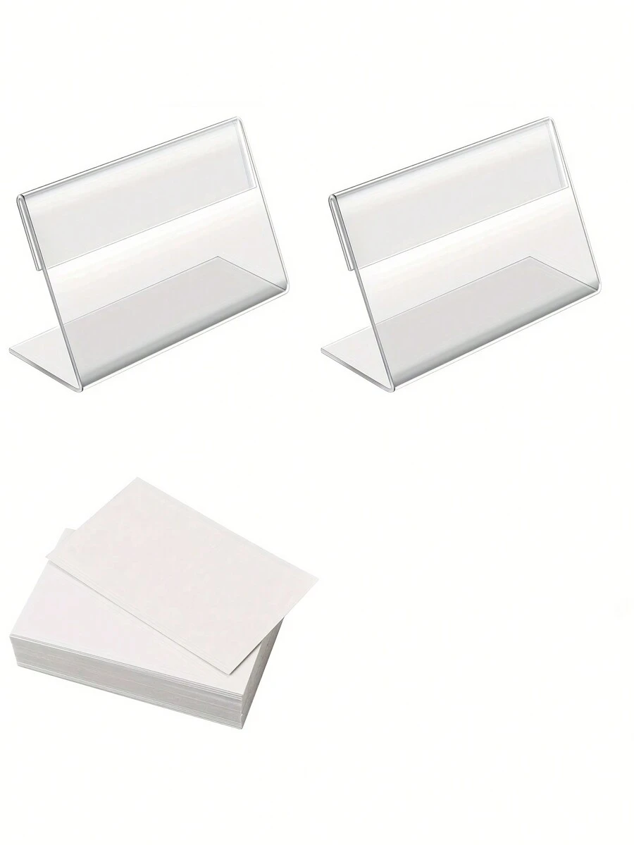 2pcs Mini Transparent Acrylic Sign Display Stand + 2pcs Blank Labels, L ...