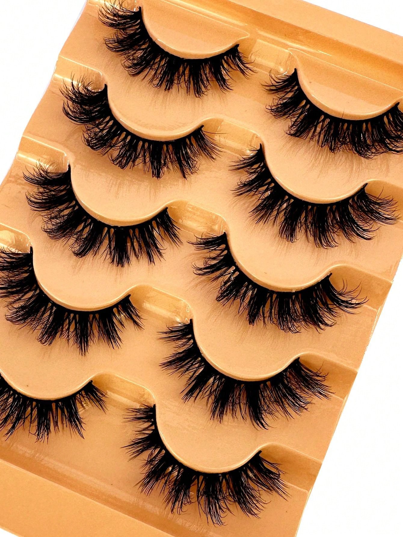 5 Pairs 5d Volume False Eyelashes, Fluffy Russian Big Curling Imitation ...