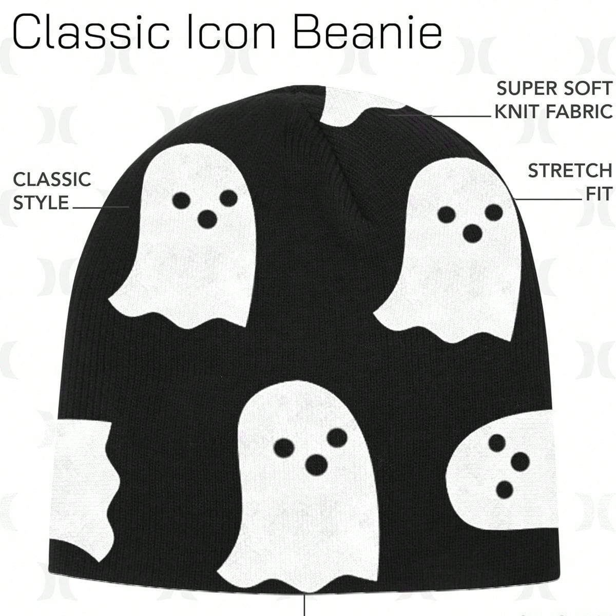 Women Ghost Beanie Winter Warm Beanies Men Casual Outdoor Y2K Gothic Ghost Pattern Acrylic ...