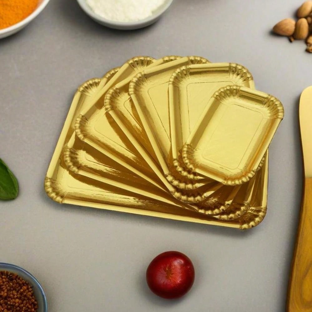 10pcs Gold Cake Tray Rectangle Cookie Tray, Heavy Duty Paper Cardboard ...