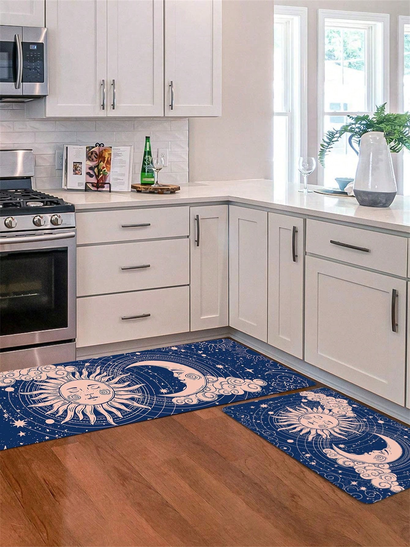 1 Piece Moon Sun Pattern Rug , Machine Washable Absorbent Non-Slip ...