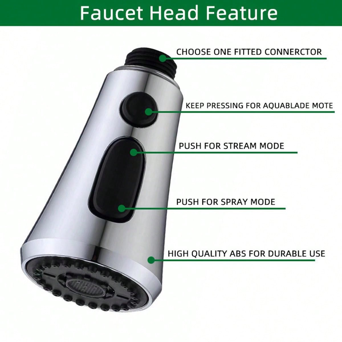 1pc, Pull Down Kitchen Faucet Head Replacement, 3-Function Kitchen Sink ...