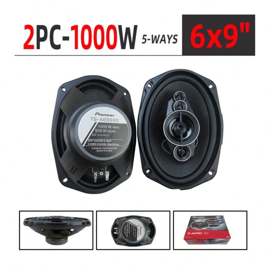 1-Pair 6X9 Inch 1000W 5-Way Car HiFi Coaxial Speaker, Vehicle Door Auto ...