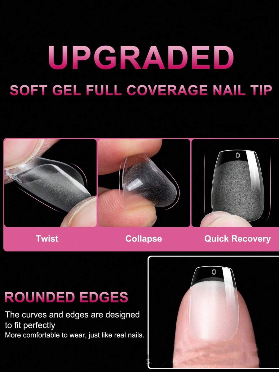 600pcs/Box XXS Short Coffin Press On Nail Tips Full Cover Artificial ...