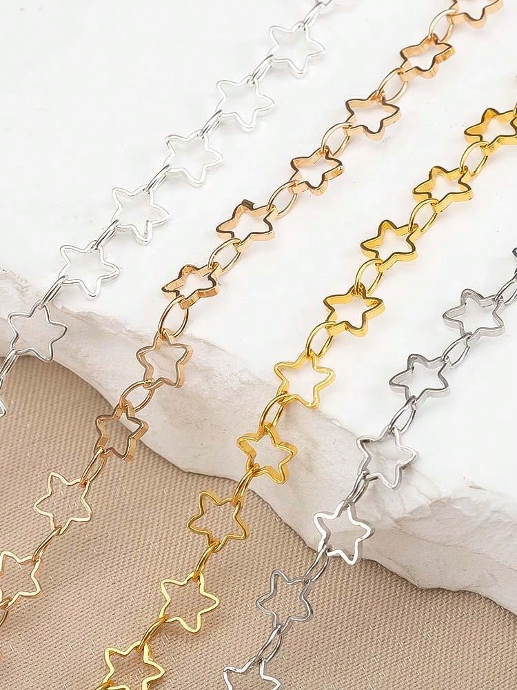 1m Multicolor Hollow Out Five-pointed Star Design Chain For Necklace ...