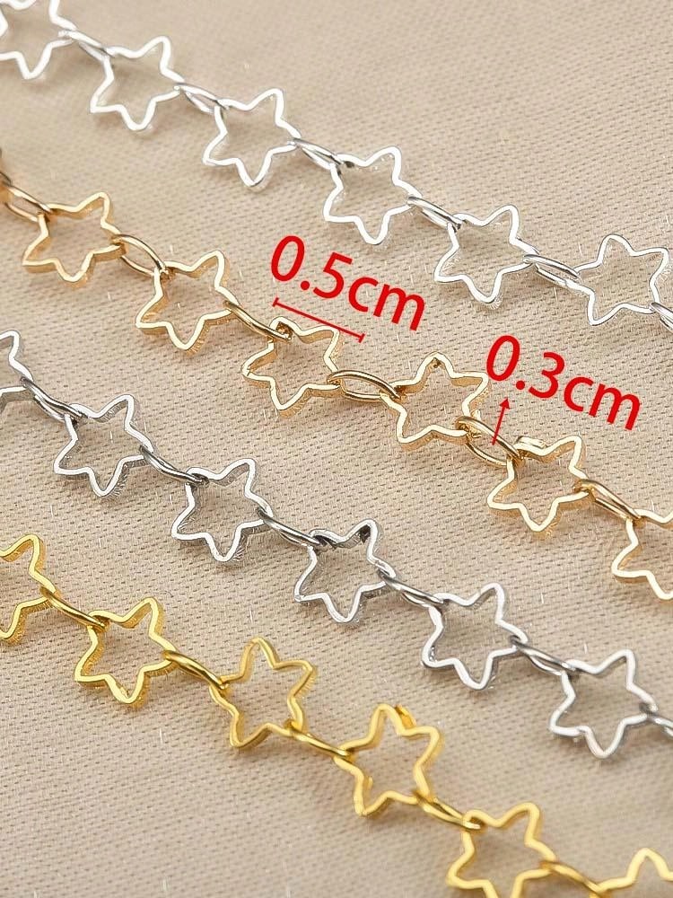 1m Multicolor Hollow Out Five-pointed Star Design Chain For Necklace ...