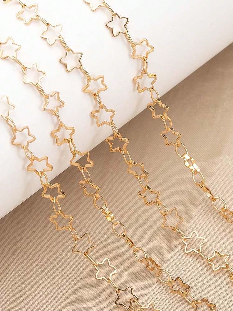 1m Multicolor Hollow Out Five-pointed Star Design Chain For Necklace ...