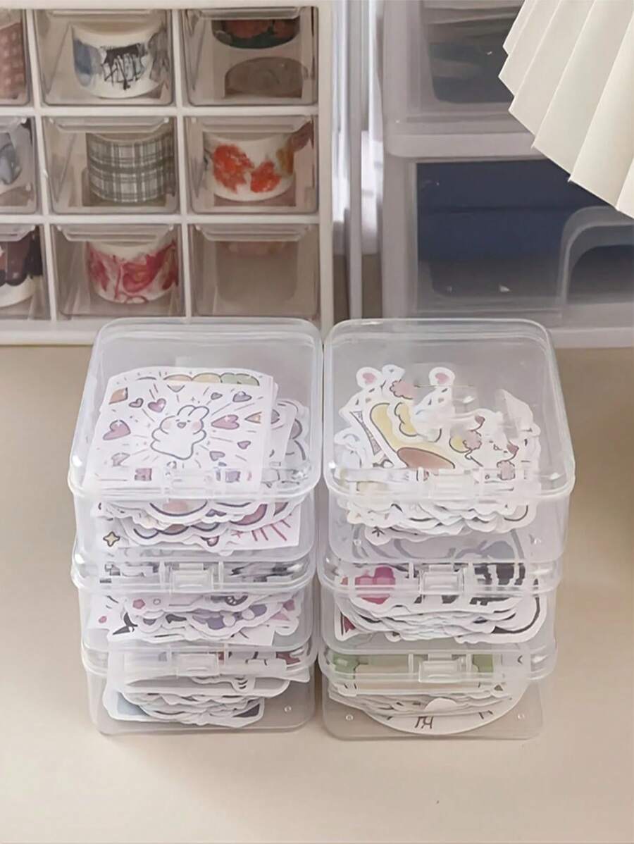 1pc Small Transparent Storage Box With Hinged Lid | SHEIN USA