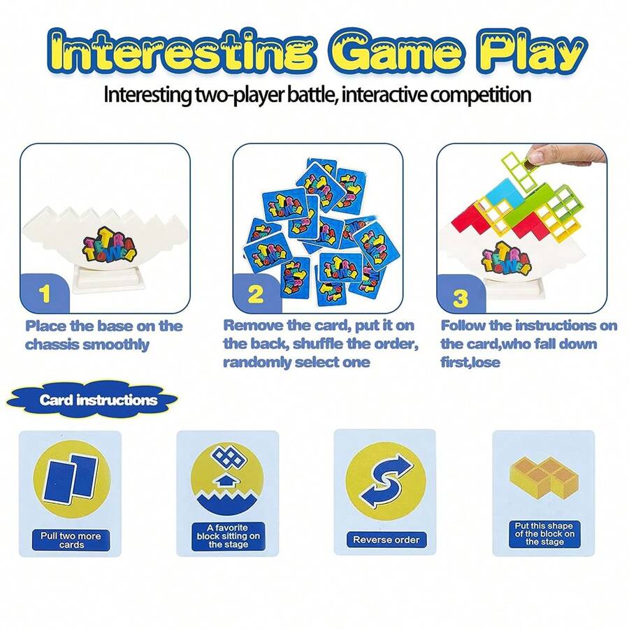 48 Pcs Tetra Tower Balance Building Blocks Game Balance Stacking Team ...