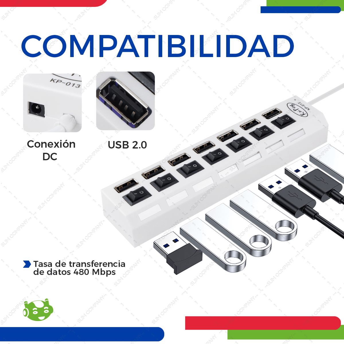 Hub USB De 7 Puertos Con Switch Interruptor Para Laptop PC Conector ...