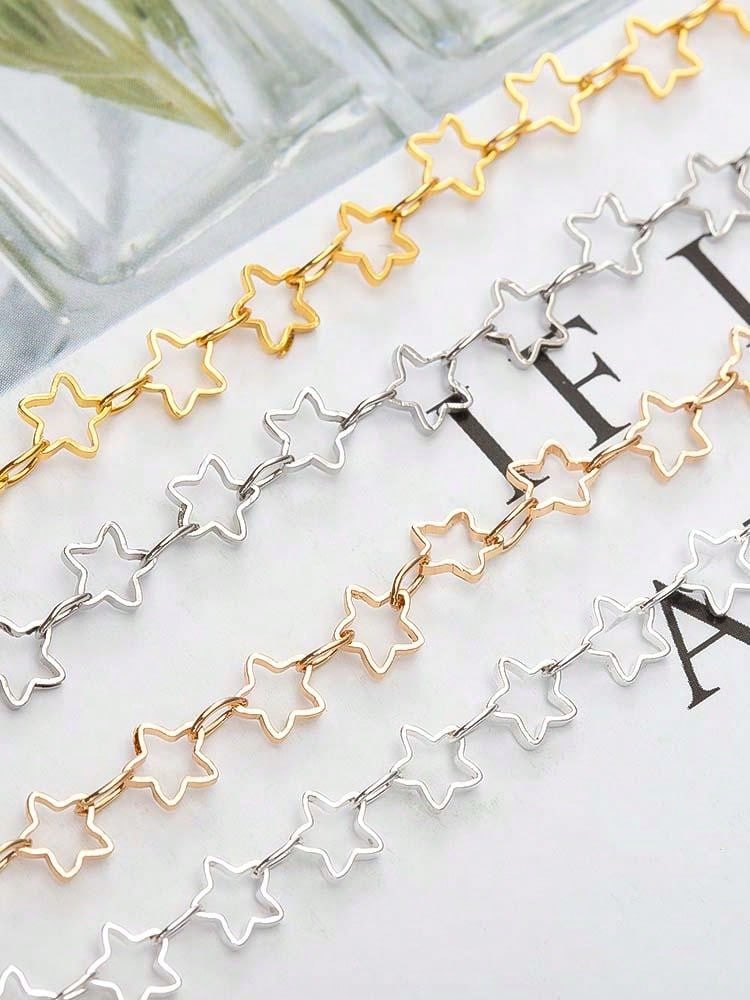 1m Multicolor Hollow Out Five-pointed Star Design Chain For Necklace ...
