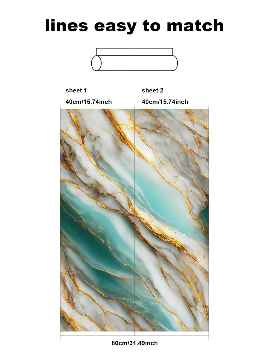 1pc Elegant Blue Marble Pattern Self-adhesive Kitchen Sticker ...