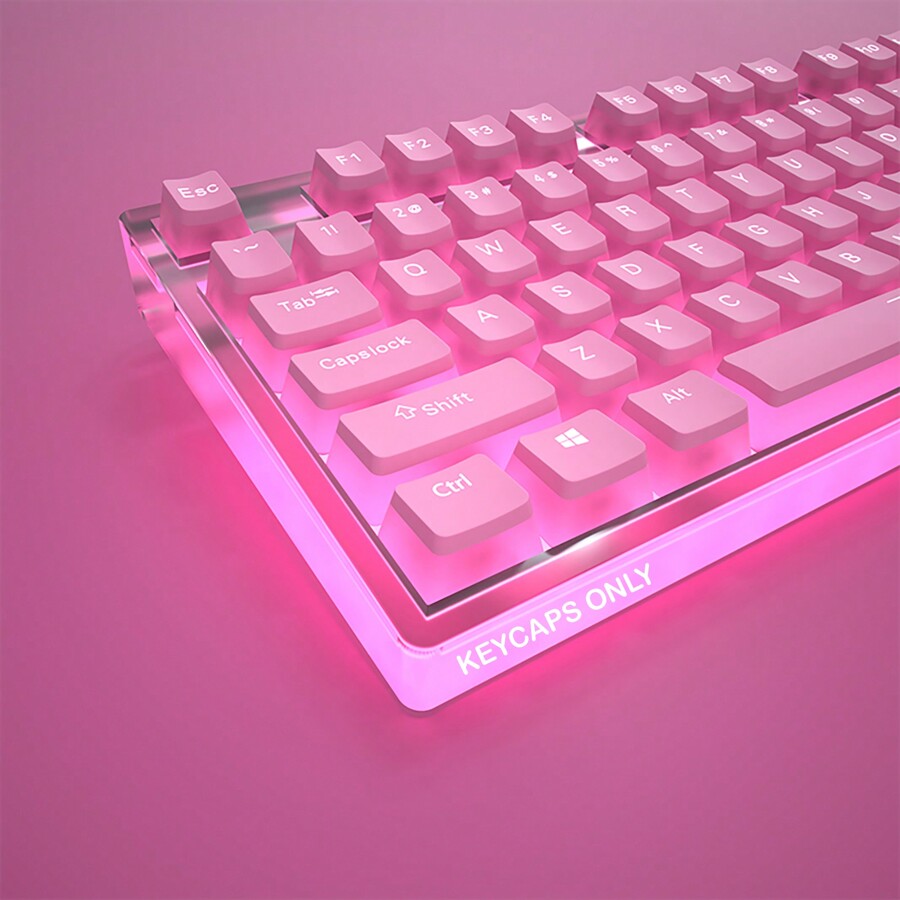 129 Keys Pink Translucent Pudding Keycaps PBT Material Shine Through ...