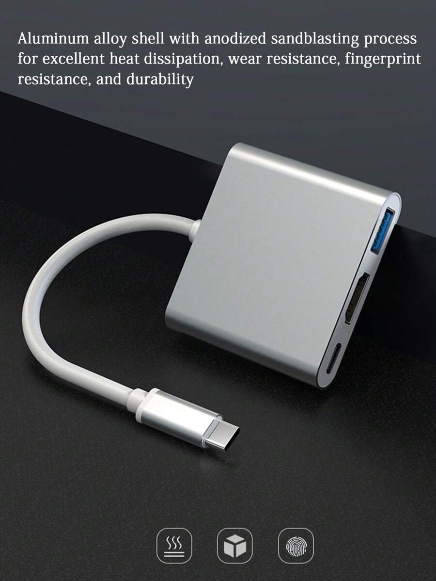 Type-c To Hdmi 3 In 1 Docking Station, Tv Projector Adapter Hub Docking ...