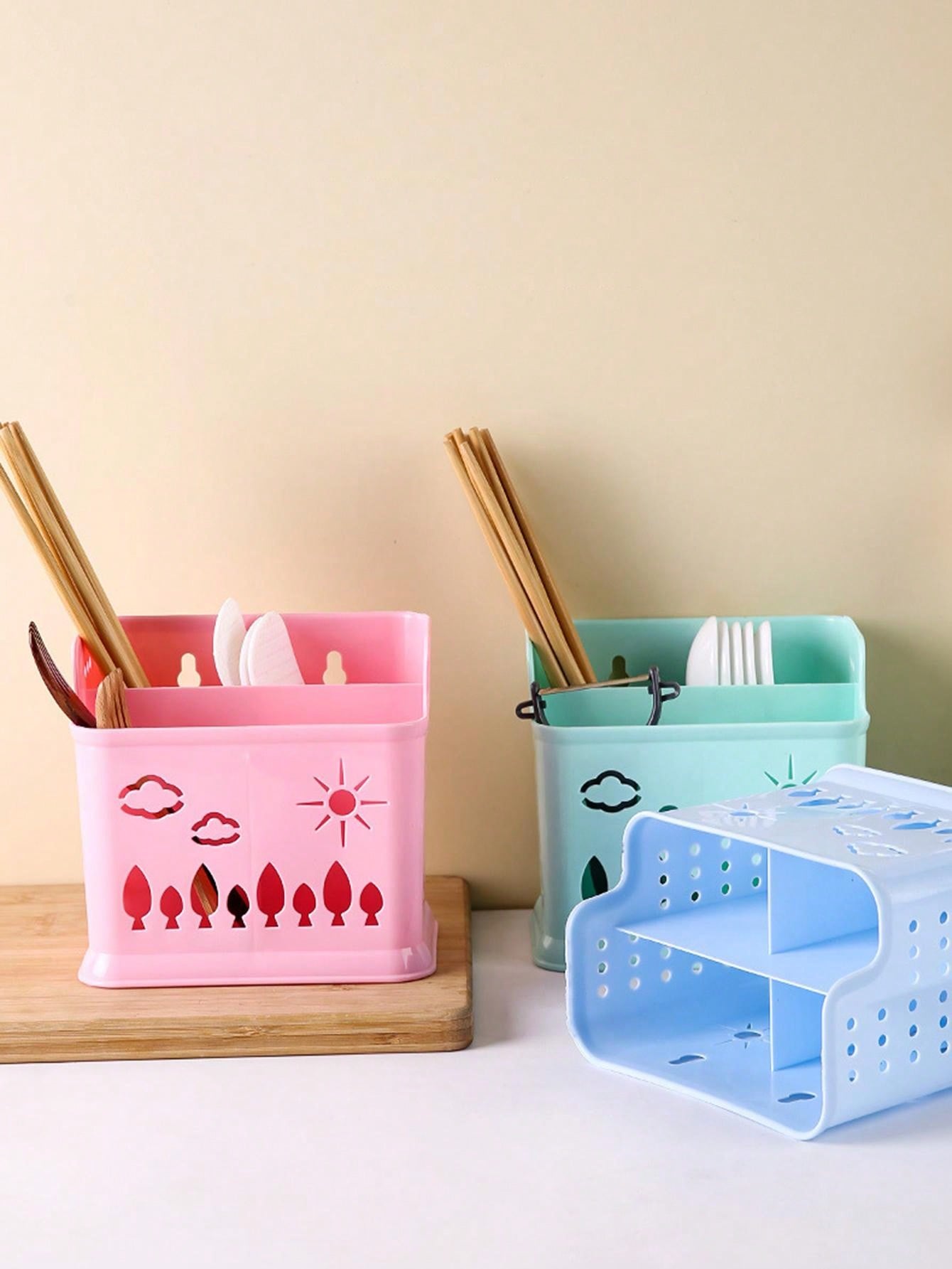 Plastic 4-grid Chopstick Cage Chopstick Box Kitchen Cutlery Storage ...