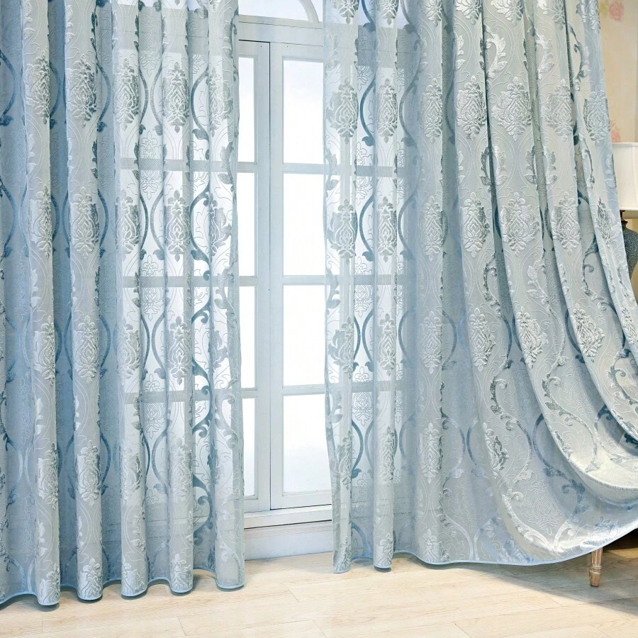 1 Panel Of Luxury Modern Jacquard 3d Velvet Semi-transparent Window ...
