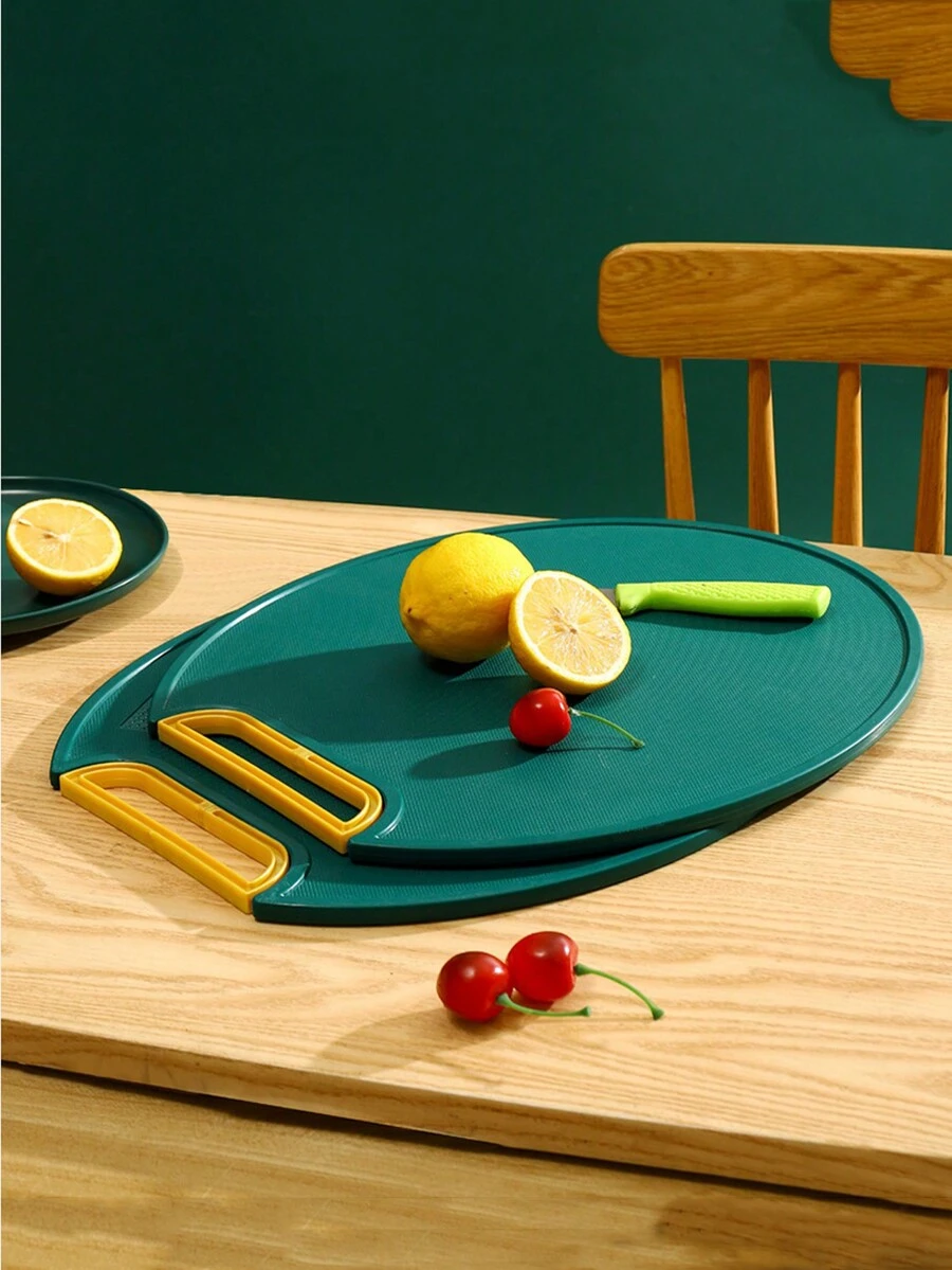 1pc Rotatable Pe Double-sided Circular Cutting Board, Nordic Style ...