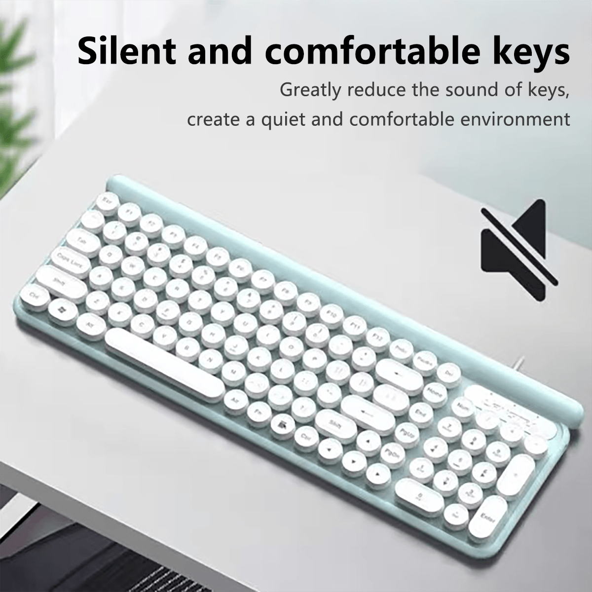 1pc L4 Wired White & Green Keyboard With High Precision & Quiet Typing ...