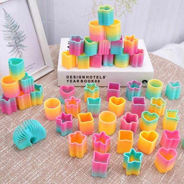 48pcs Spring Rainbow Magic Fidget Stress Circle Small Toys Random, Mini ...