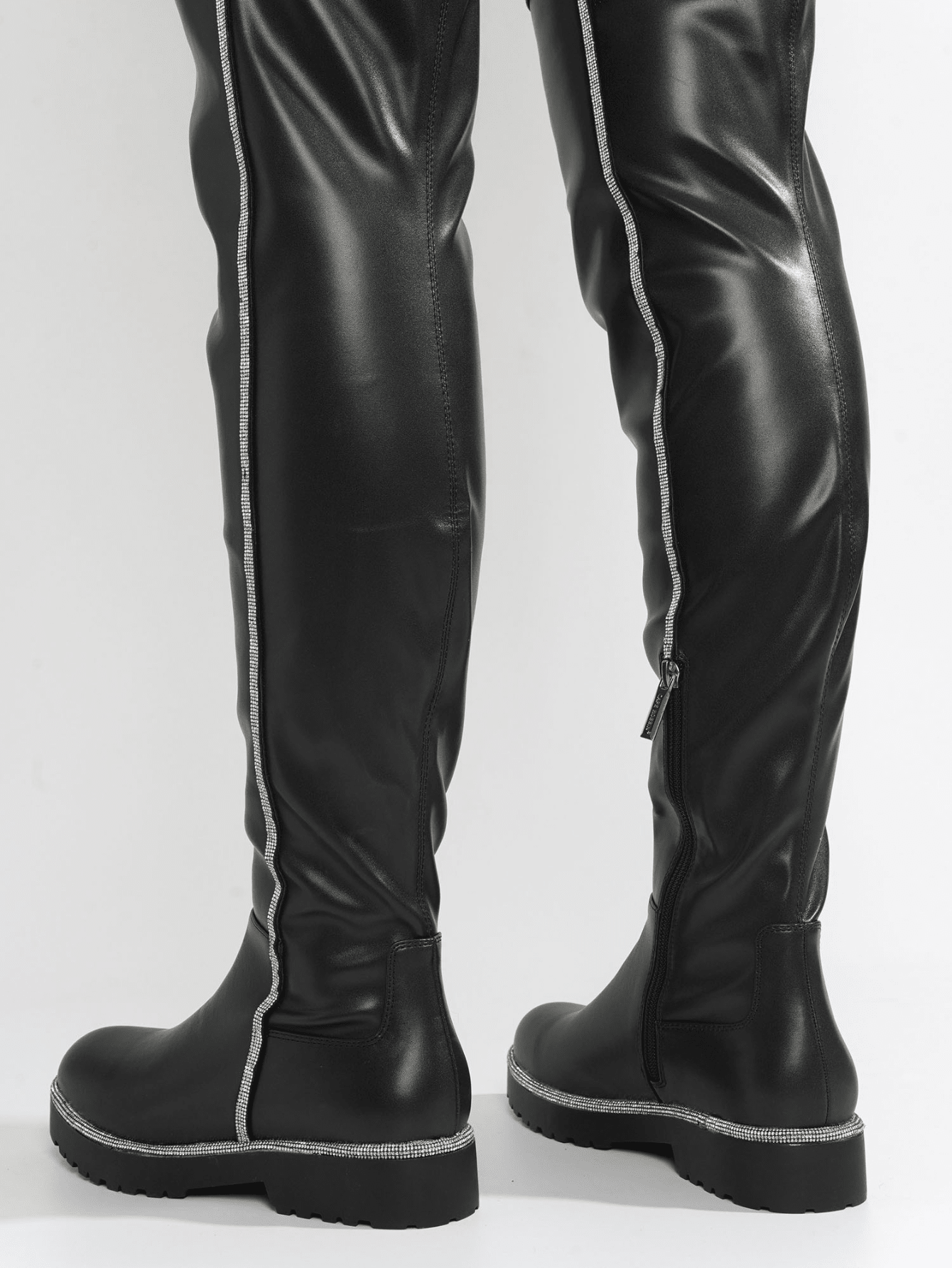 Kuri Rhinestone-Lined Thigh High Boots | SHEIN USA
