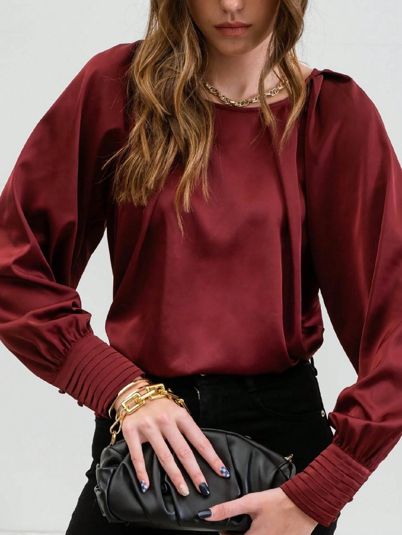 Long Sleeve Satin Blouse | SHEIN USA