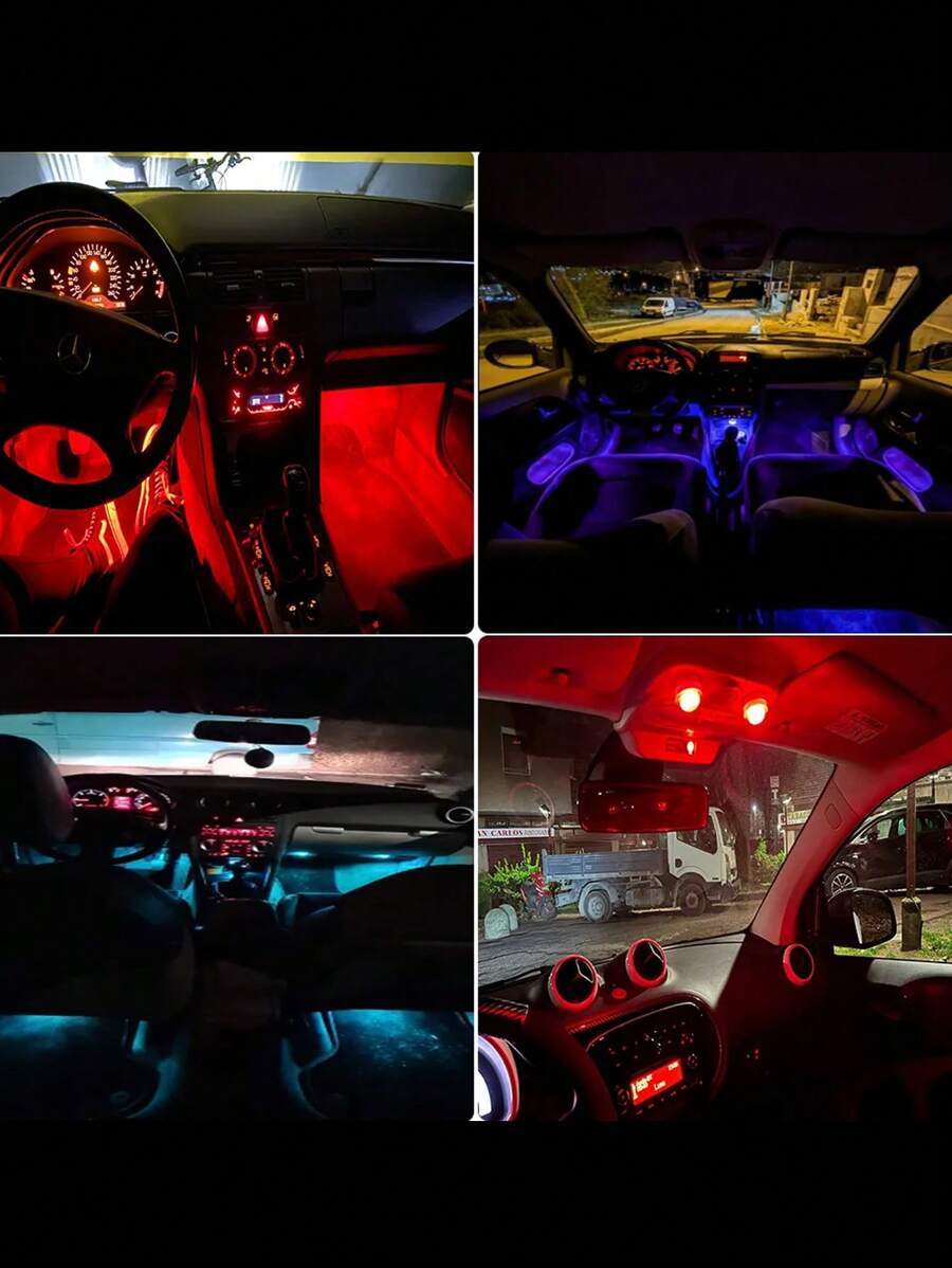 Multicolor Led Ambient Lighting System For Car Interior With Wireless ...