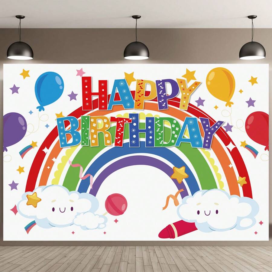 5x3ft Rainbow Birthday Backdrop Rainbow Party Decorations Backdrop ...