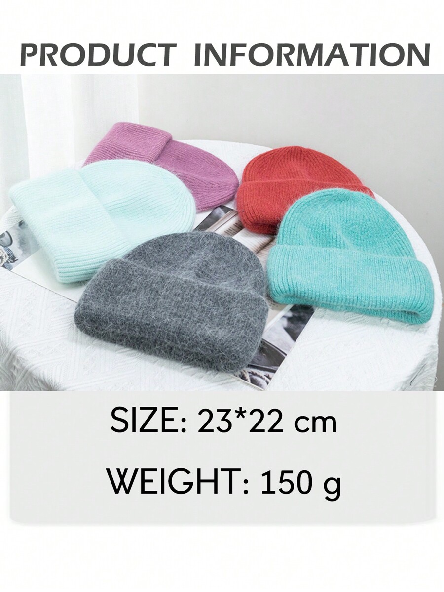 FADZOYLE 1pc Dusky Pink Slouchy Cuffed Beanie Hats For Women Winter ...