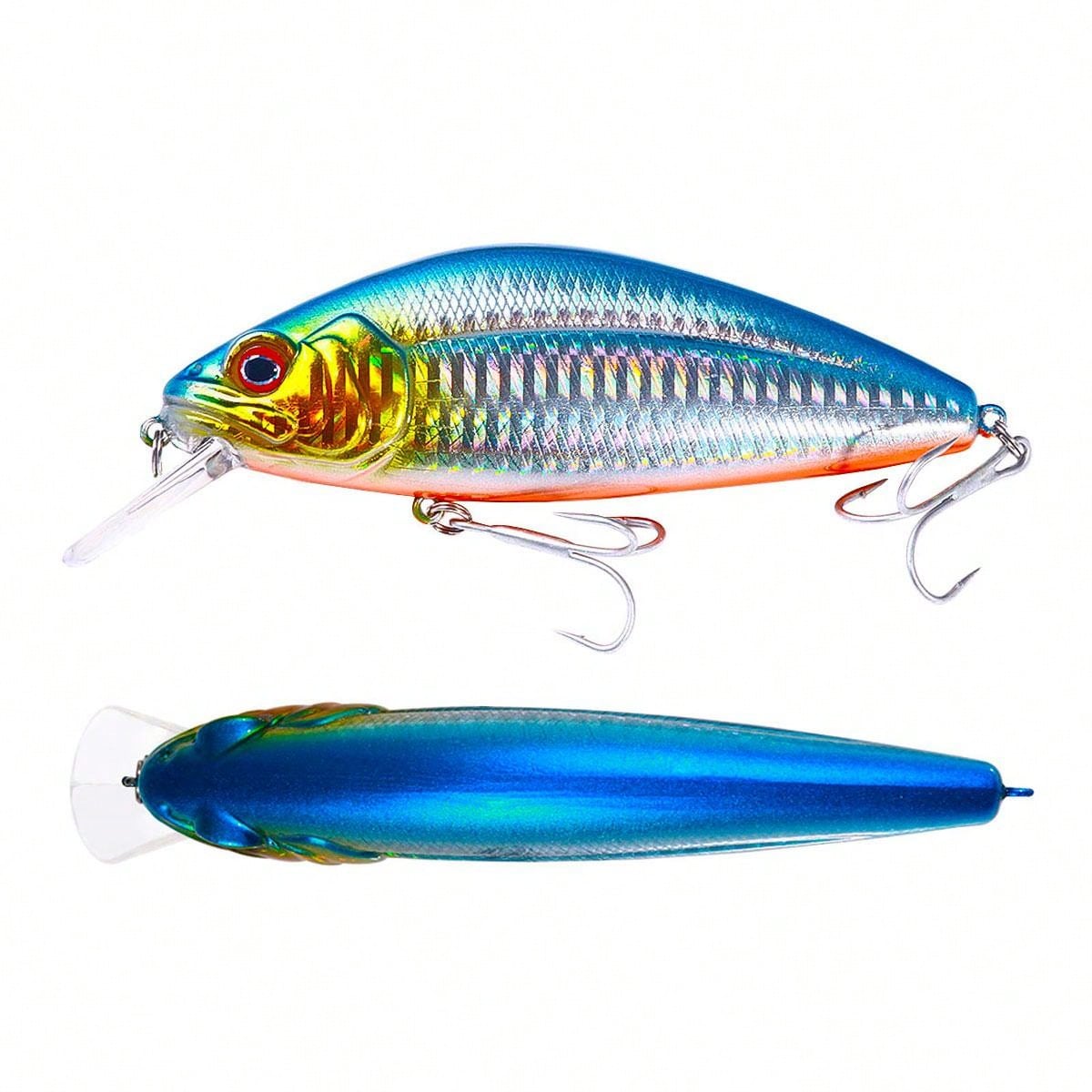 Hengjia 1 Piece Blue Laser Lure Plastic Hard Bait Slow Sinking Minnow Long Throw Bionic Fake ...