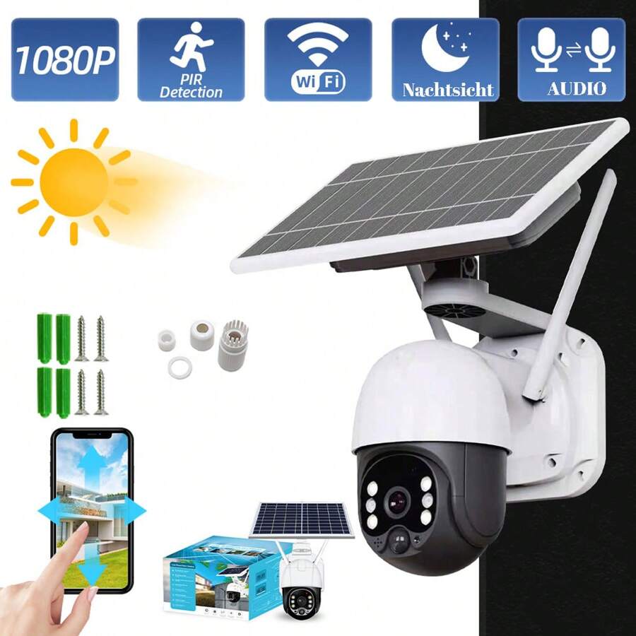 Outdoor Solar Security Camera, Wireless Outdoor Security Camera With ...