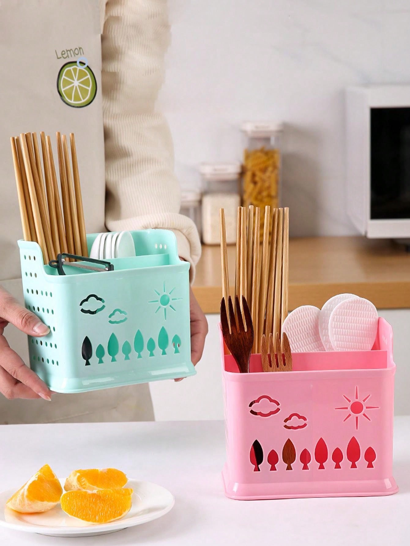 Plastic 4-grid Chopstick Cage Chopstick Box Kitchen Cutlery Storage ...