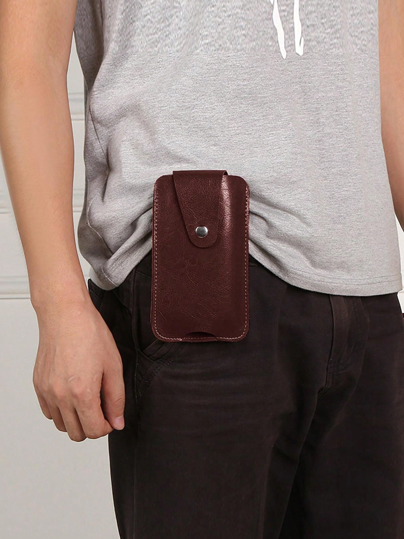 1PC Vintage Fanny Pack Phone Holster Belt Case Vertical Genuine Leather ...