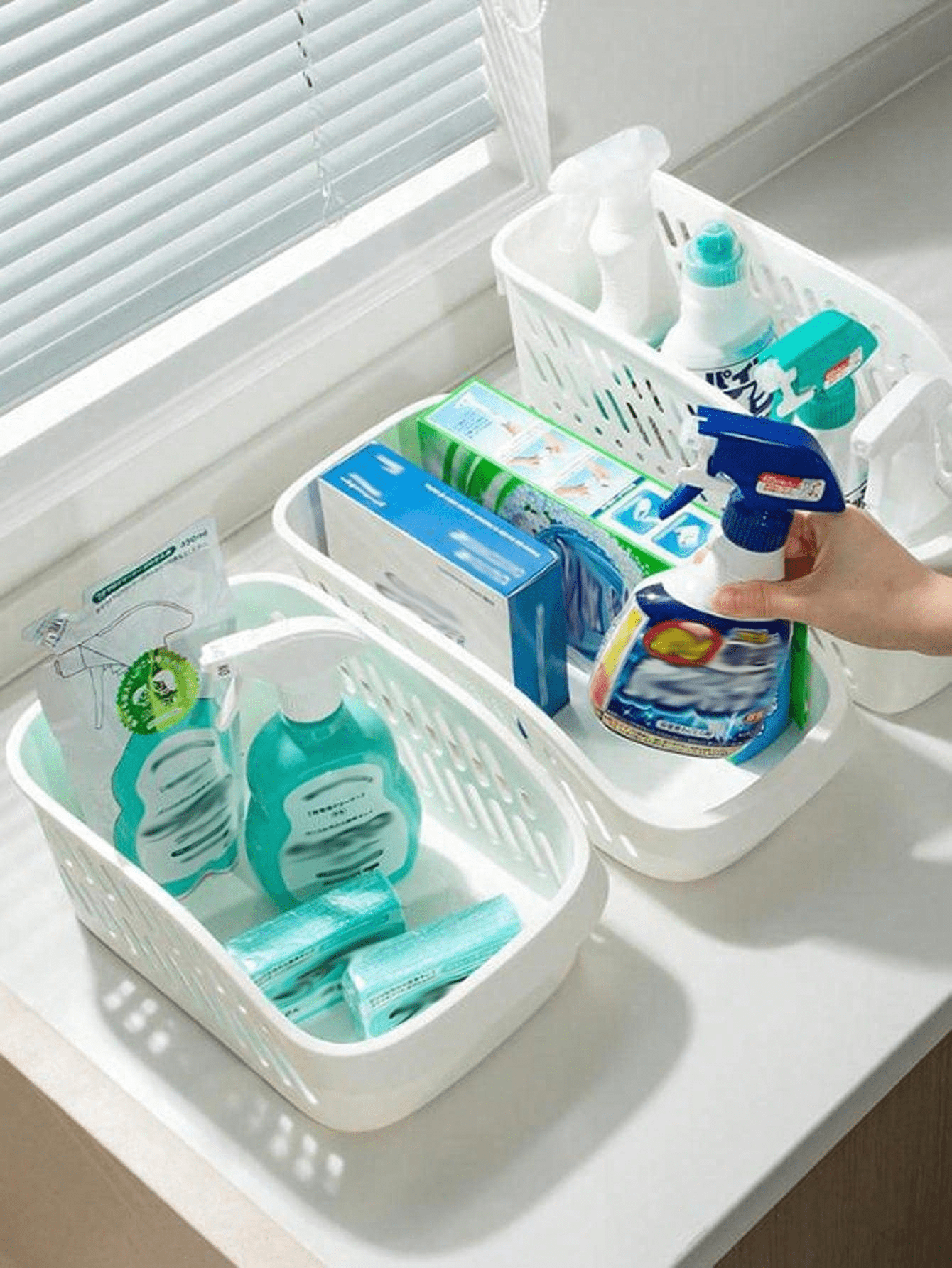 1pc Narrow Storage Basket With Wheels For Kitchen Sink Cabinet ...