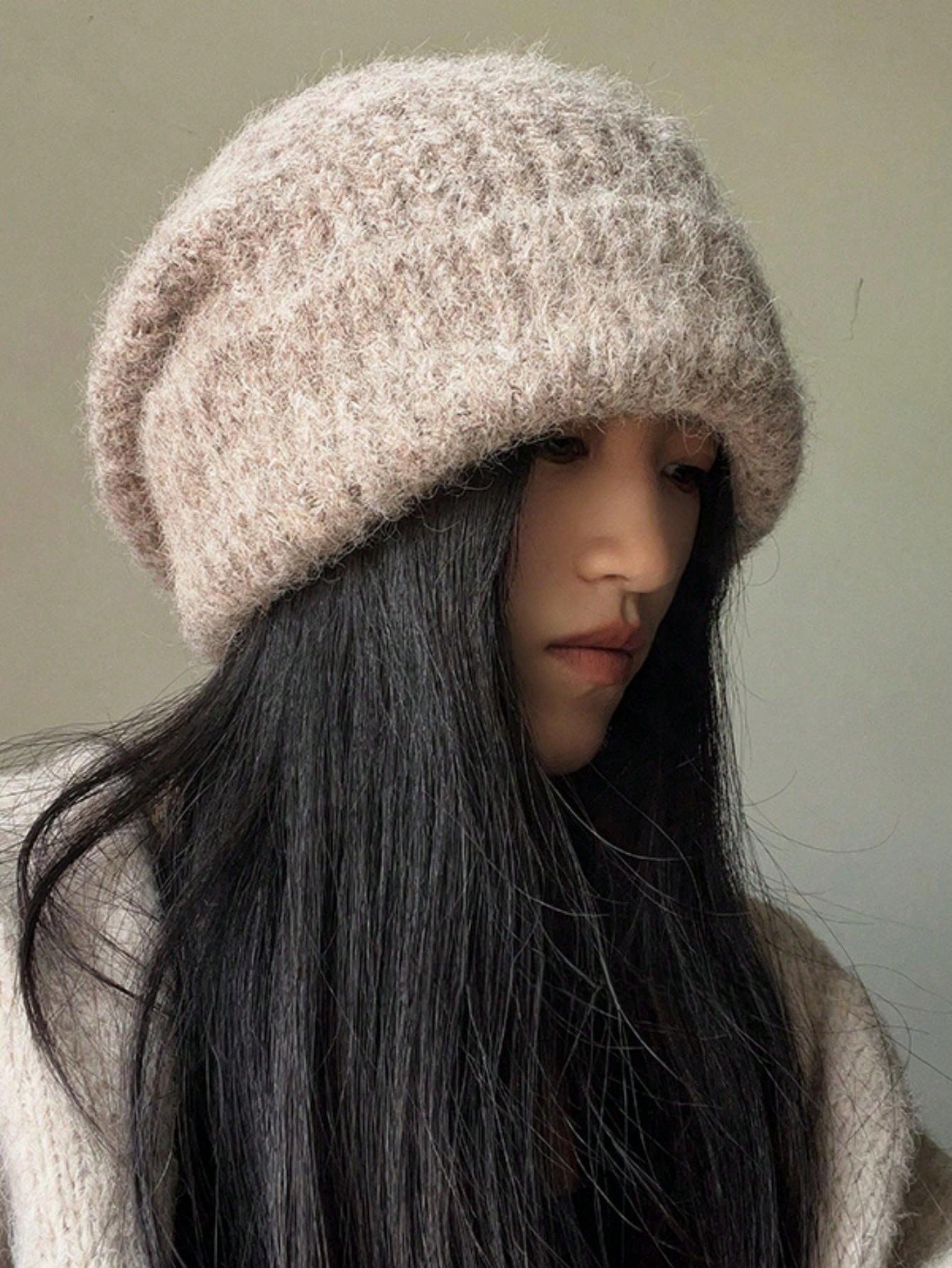 1 Knitted Hat, Winter Long Beanie, Slouchy Style, Warm Ear Protection ...