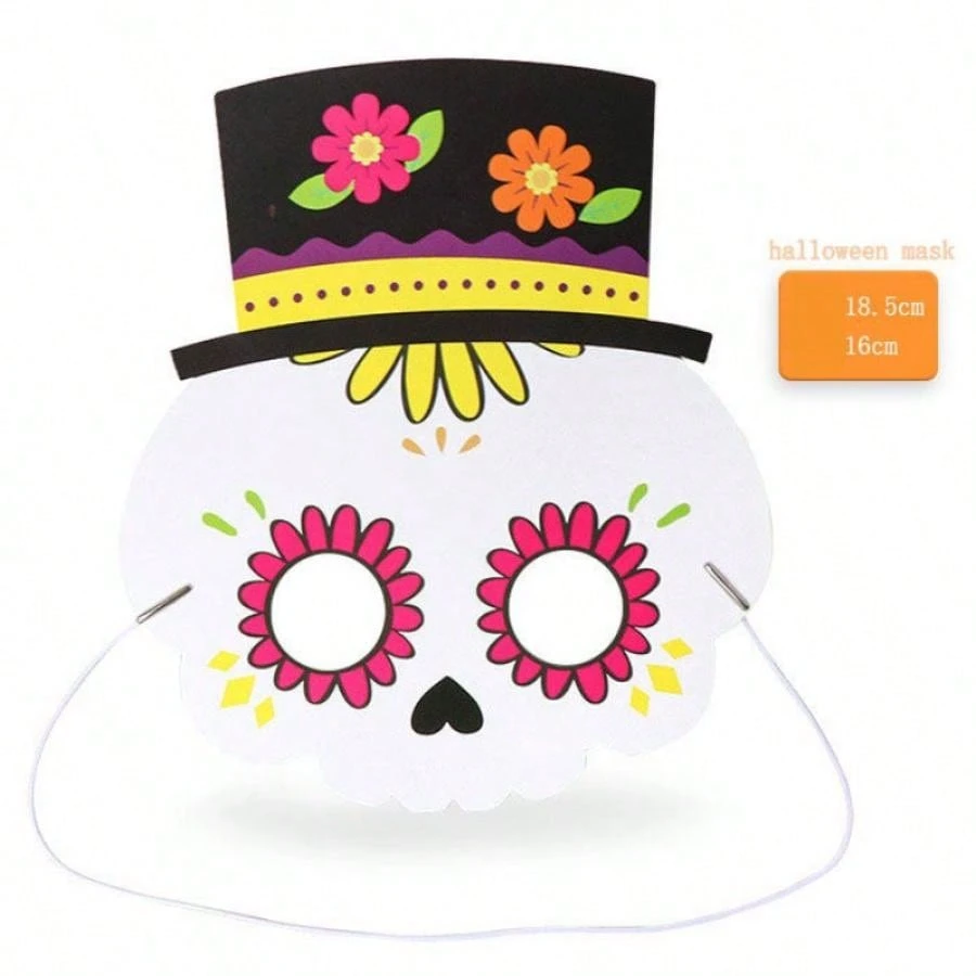 Skeleton Halloween Diy Cartoon Pattern Cardboard Mask Masquerade Party ...