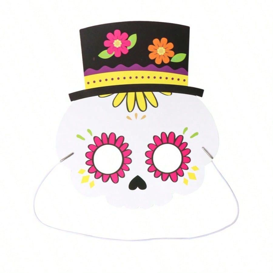 Skeleton Halloween Diy Cartoon Pattern Cardboard Mask Masquerade Party ...