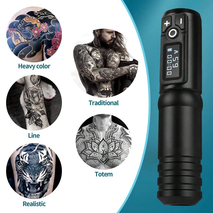 Wireless Tattoo Machine Pen Kit With Digital LCD Display 2400mAh ...