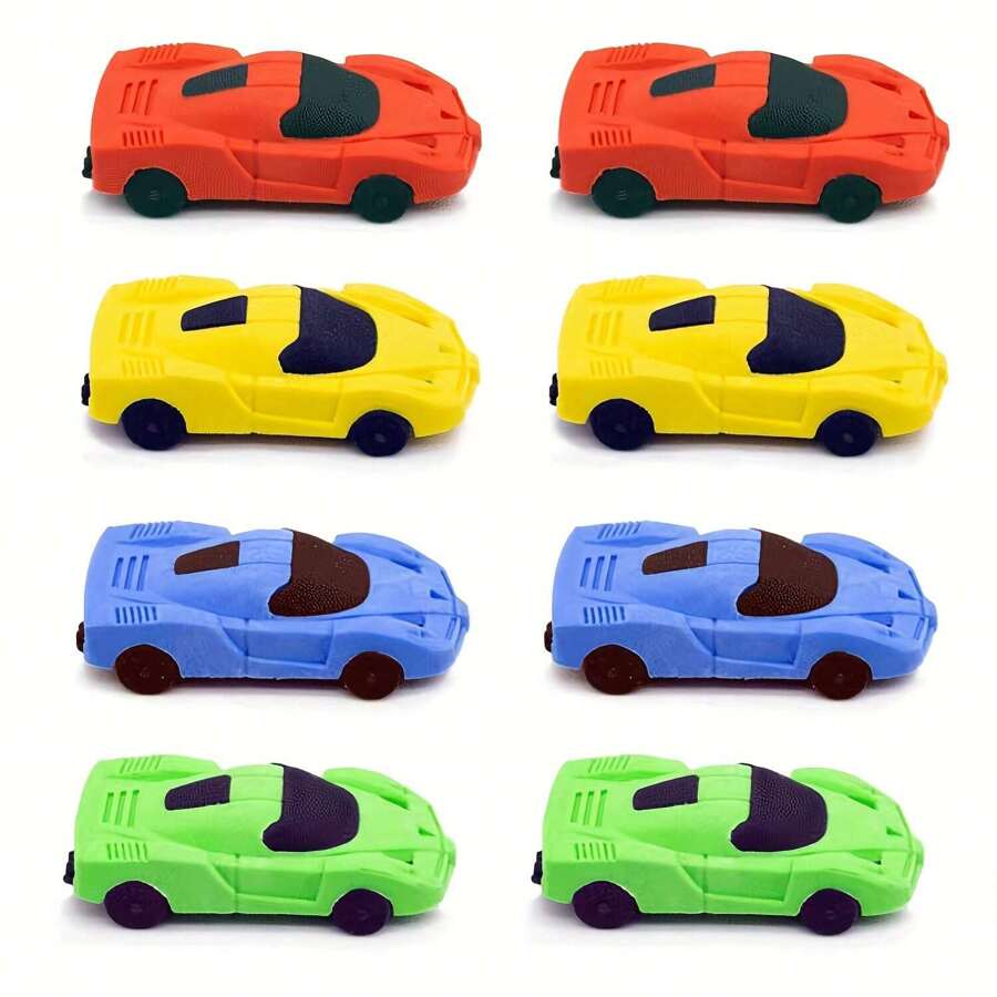 8pcs 3d Car Shaped Erasers, Detachable Design, Ideal For Writing ...