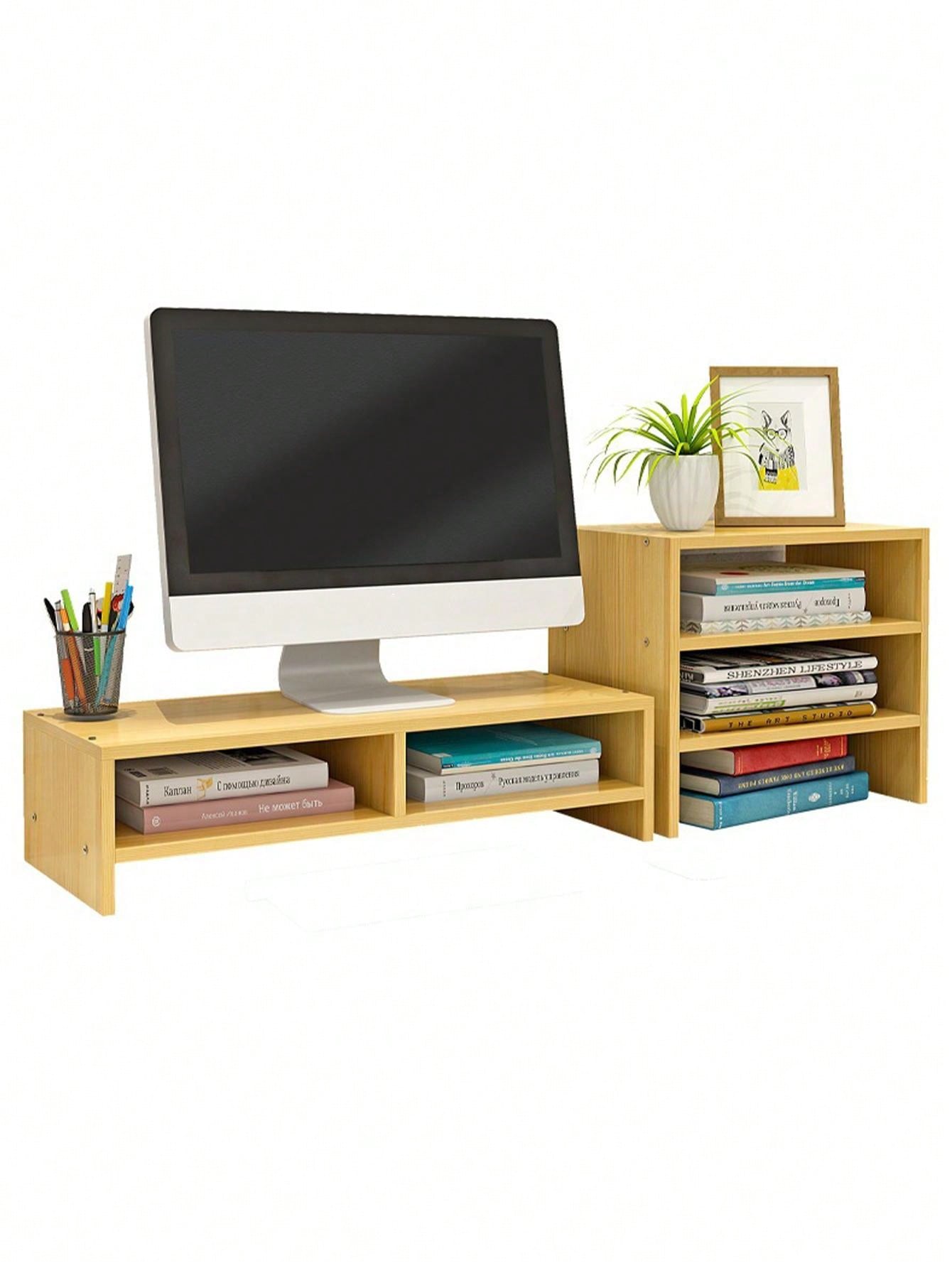 Desktop Monitor Stand Riser With Storage Organizer, Space-saving Desk ...