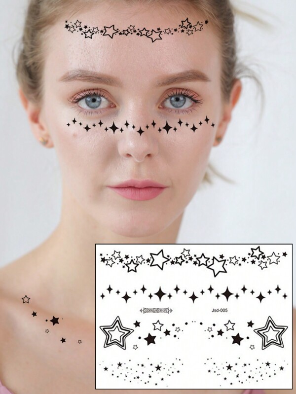 (one Post) Face Stars Collarbone Tattoo Stickers Shoulders Finger ...