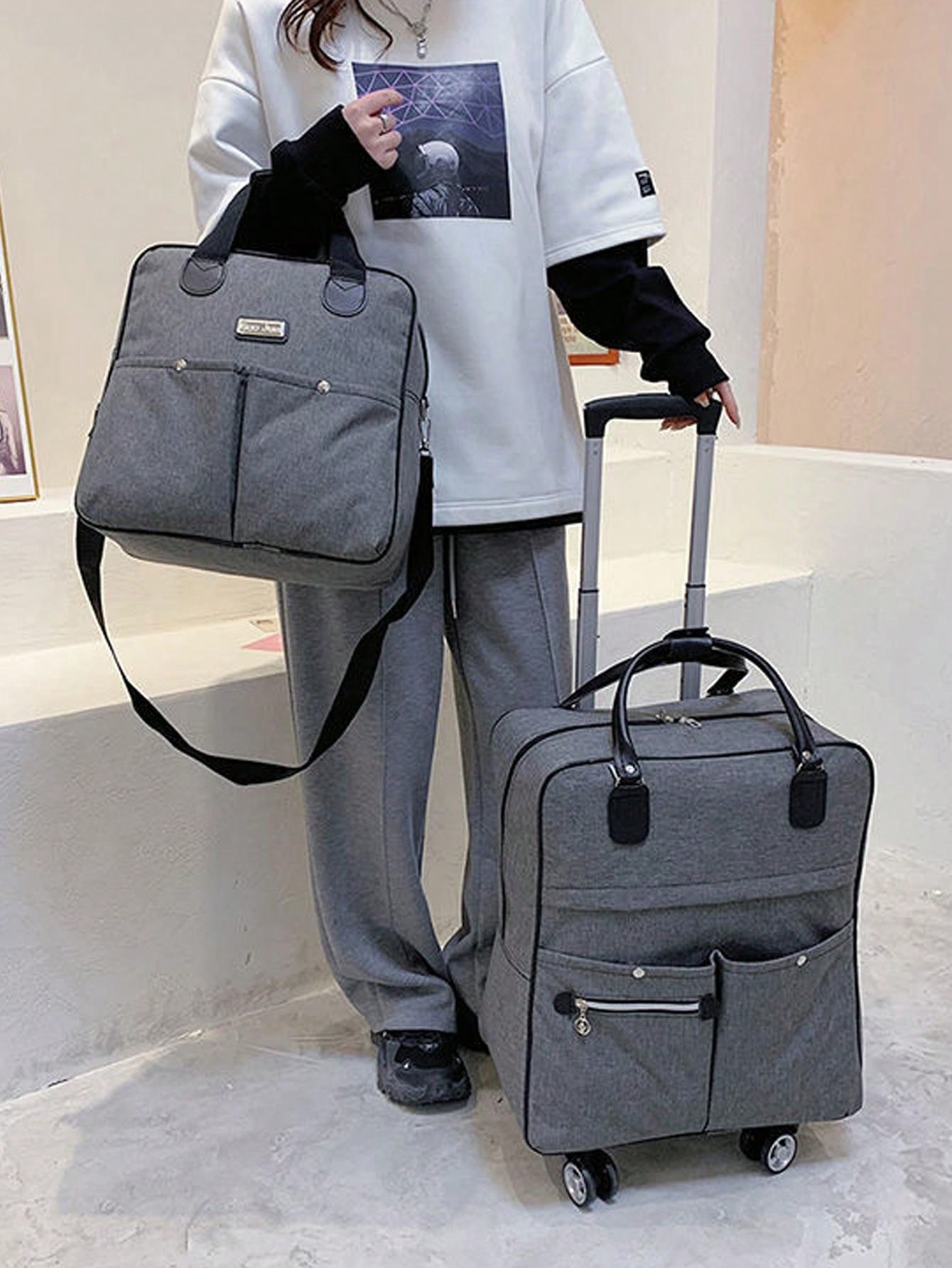 2pcs set Travel Boarding Case,lightweight Travel Storage Bag with ...